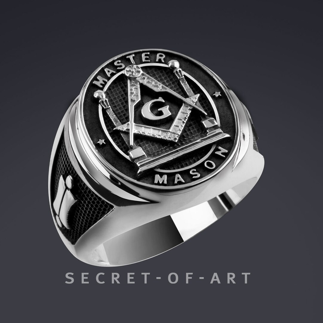 Masonic Ring Signet Ring Master Mason Freemason Mason Masonry Blue ...