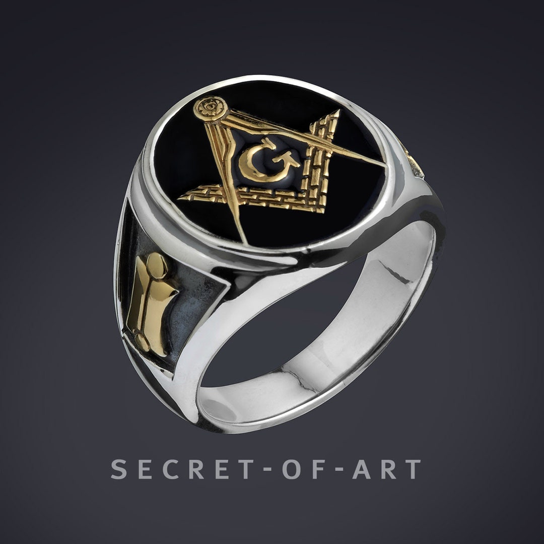 Masonic Ring Signet Ring Blue Lodge Freemason Jewelry Master Mason Gift ...