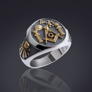 Masonic Ring Blue Lodge Signet Ring Master Mason Freemason Jewelry Gift ...