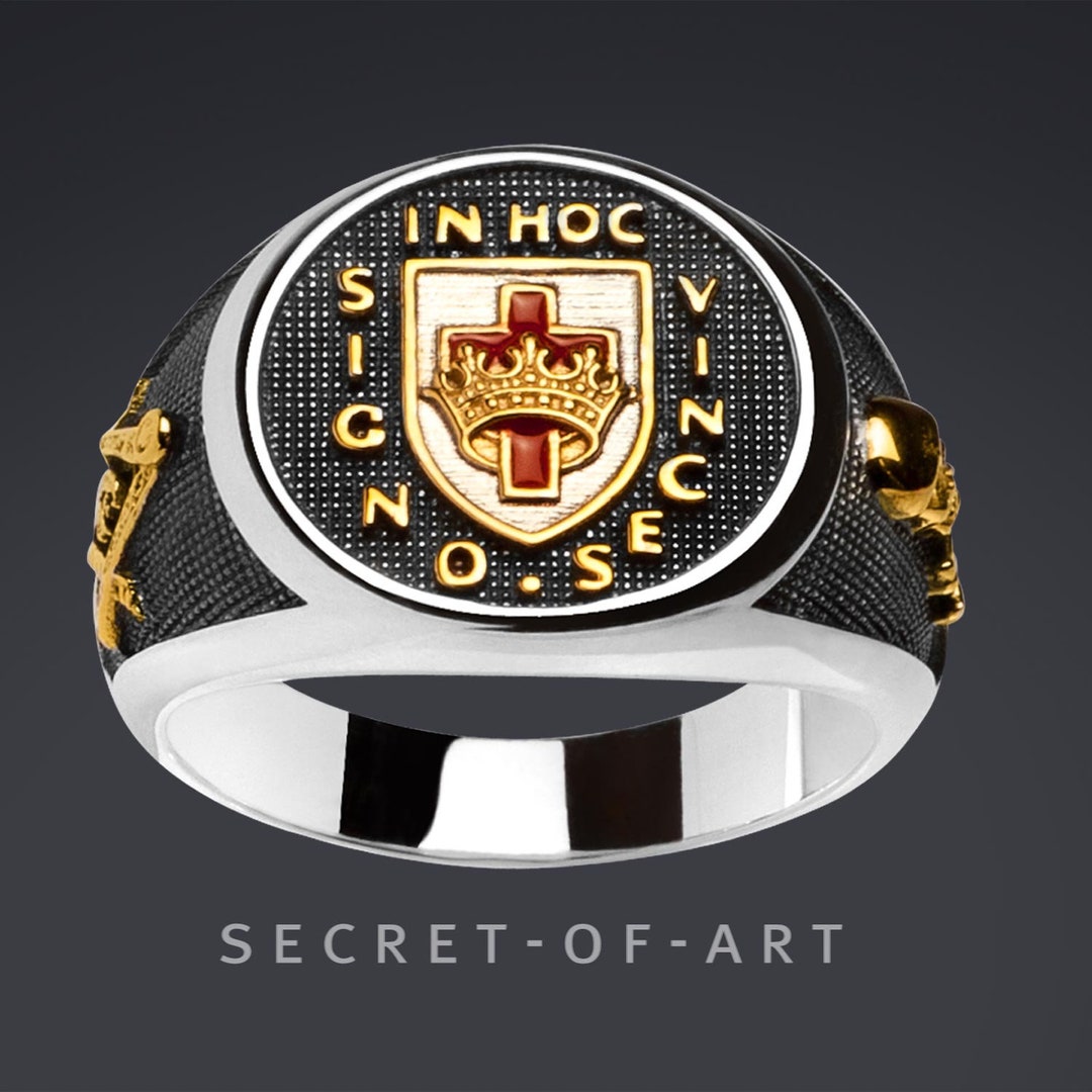 Knights Templar Ring Signet Ring Masonic Crusader Catholic Freemason ...