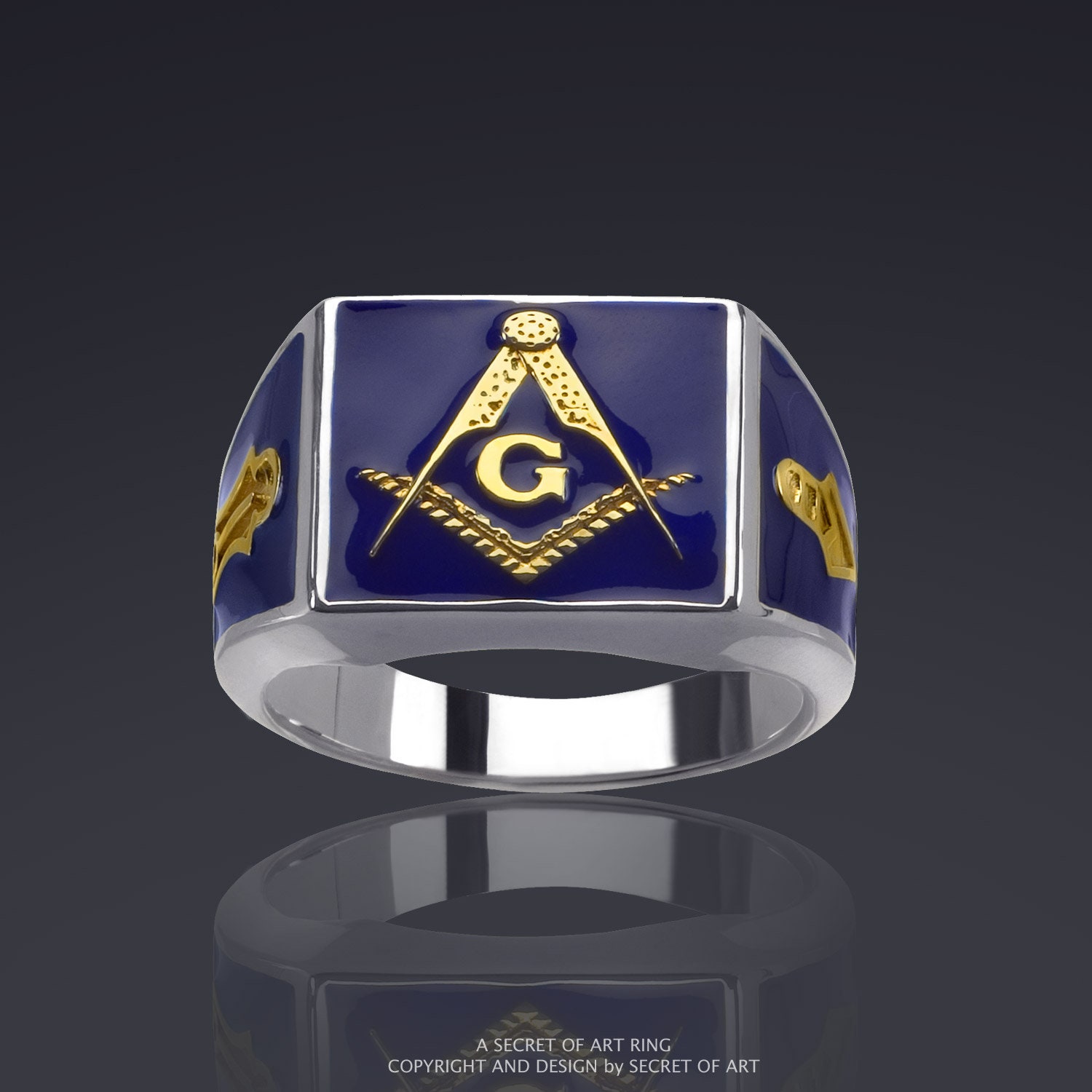 Masonic Ring Blue Lodge Silver 925 Sterling Masonry Jewelry Master ...