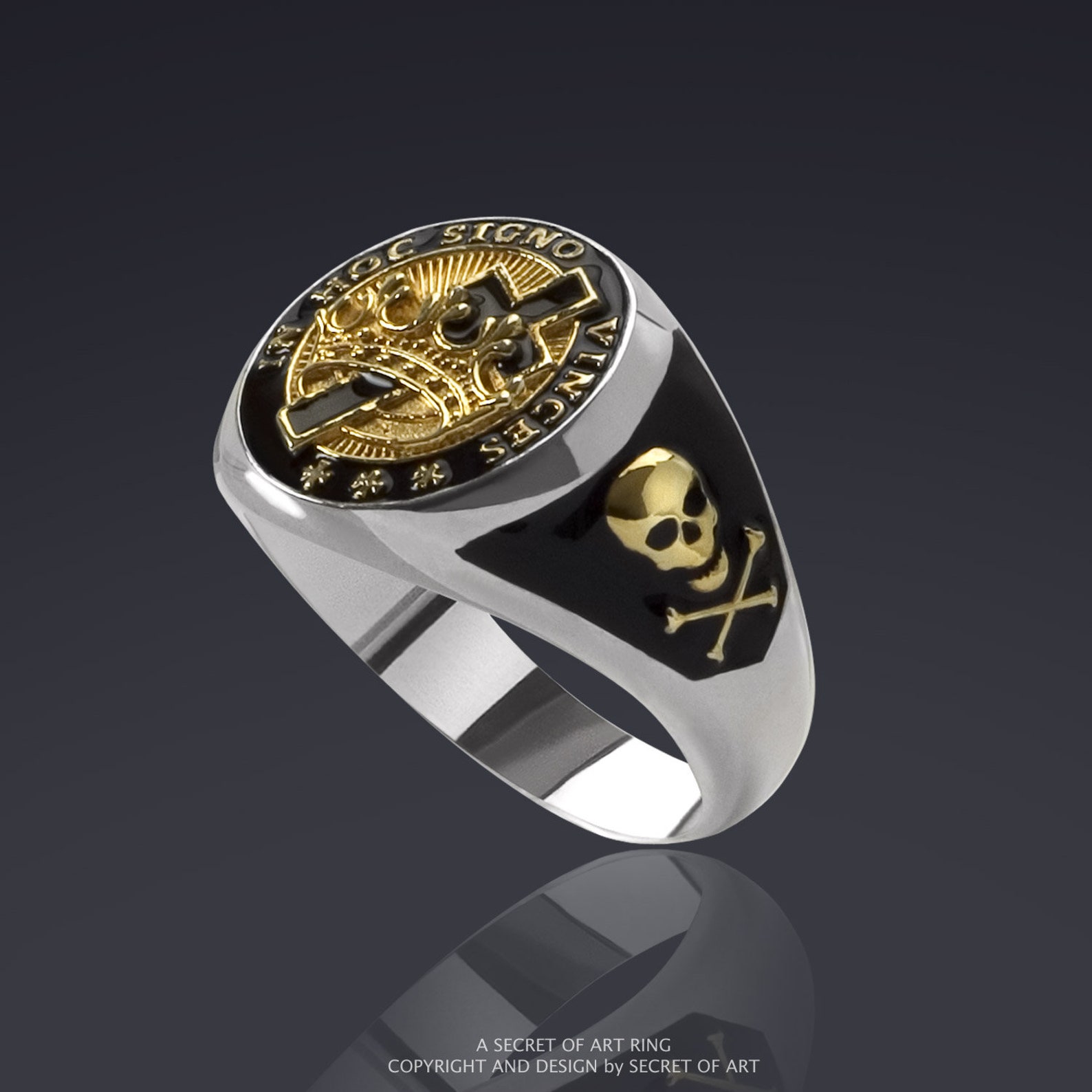 Knights Templar Ring Signet Ring in Hoc Signo Masonic Freemason Jewelry ...