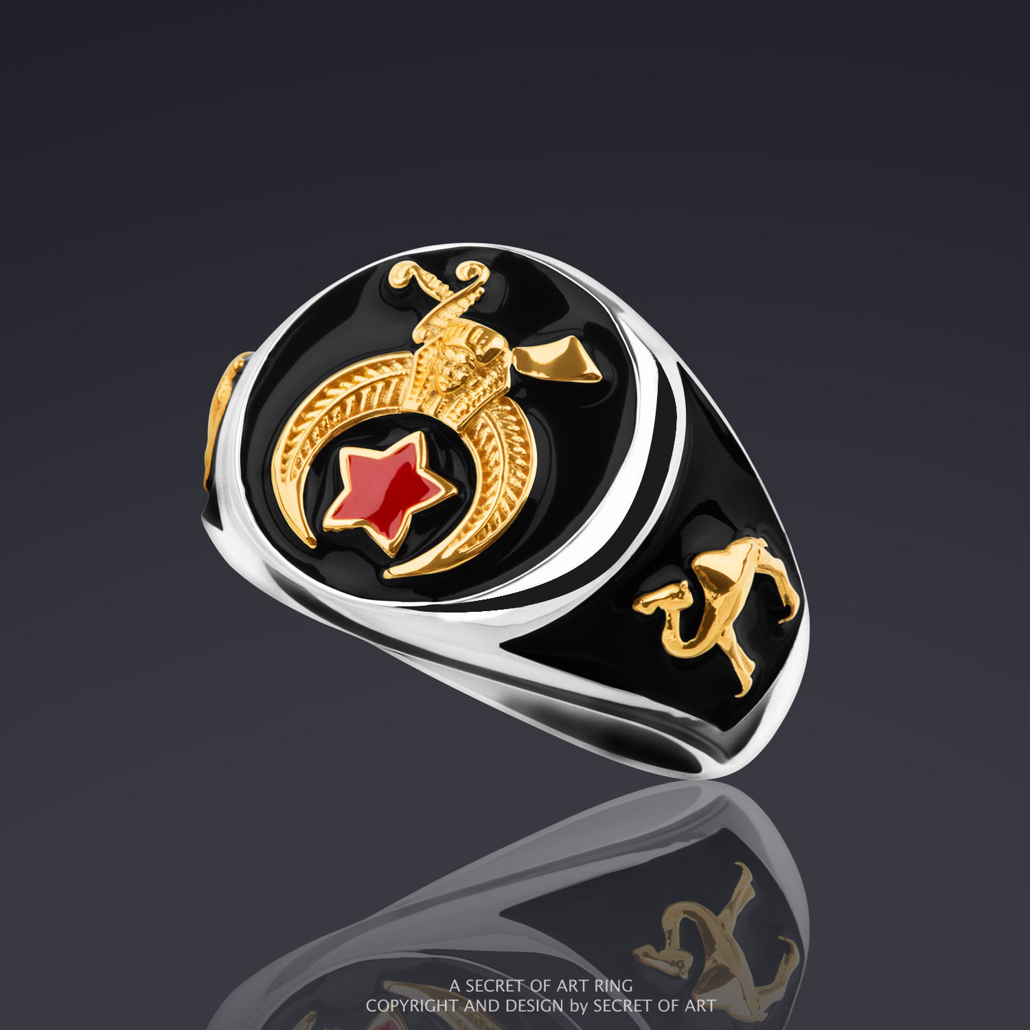 Shriner Ring Shriners Masonic Signet Ring Freemason Masonry Mason ...
