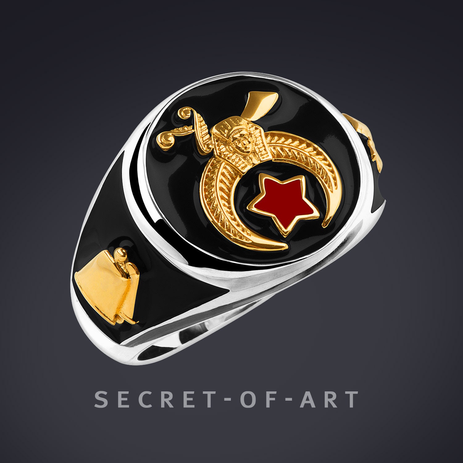Shriner Ring Shriners Masonic Signet Ring Freemason Masonry Mason ...