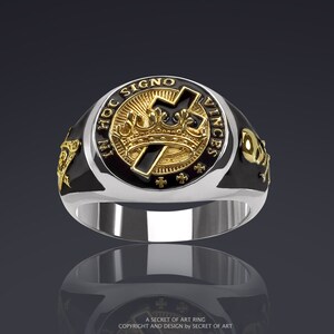 Knights Templar Ring Signet Ring in Hoc Signo Masonic Freemason Jewelry ...