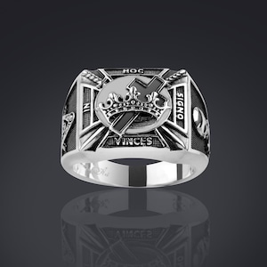Knights Templar Ring Signet Ring Masonic Crusader Jewelry Silver 925 ...