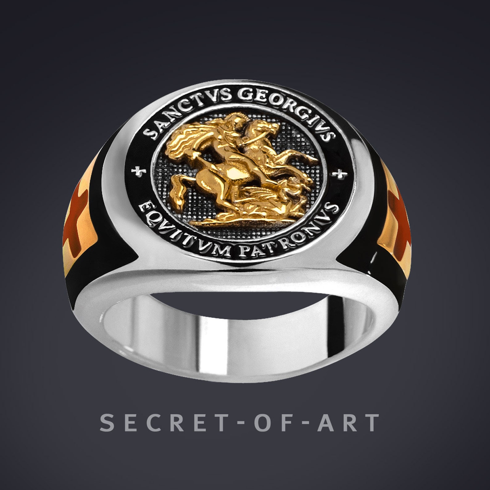 Saint George Ring St George Signet Ring Templar Eqvitvm - Etsy