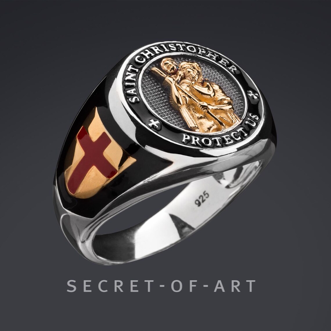 Saint Christopher Ring St Christoph Signet Ring Christ Child Jewelry ...