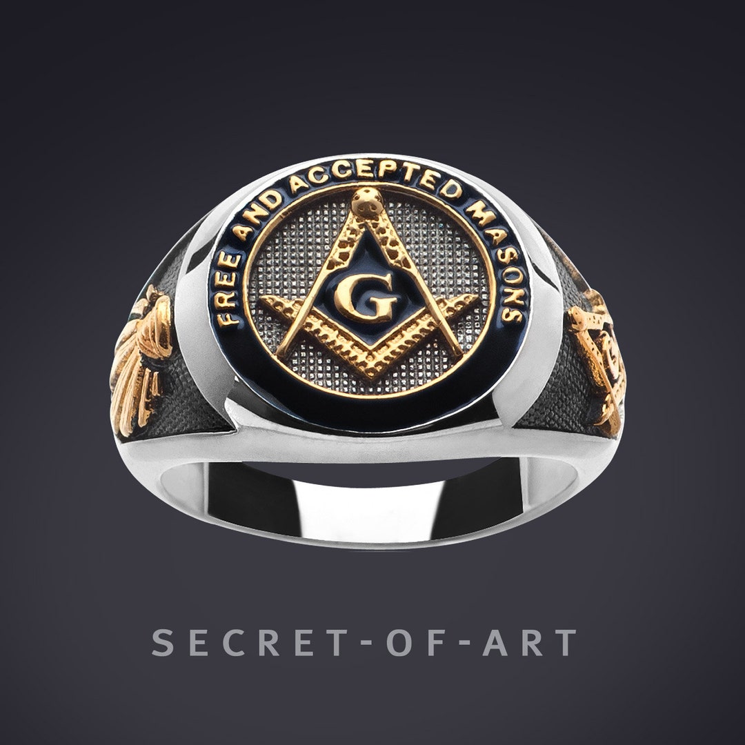 Masonic Ring Signet Ring Freemason F & AM Master Mason Jewelry Masonry ...