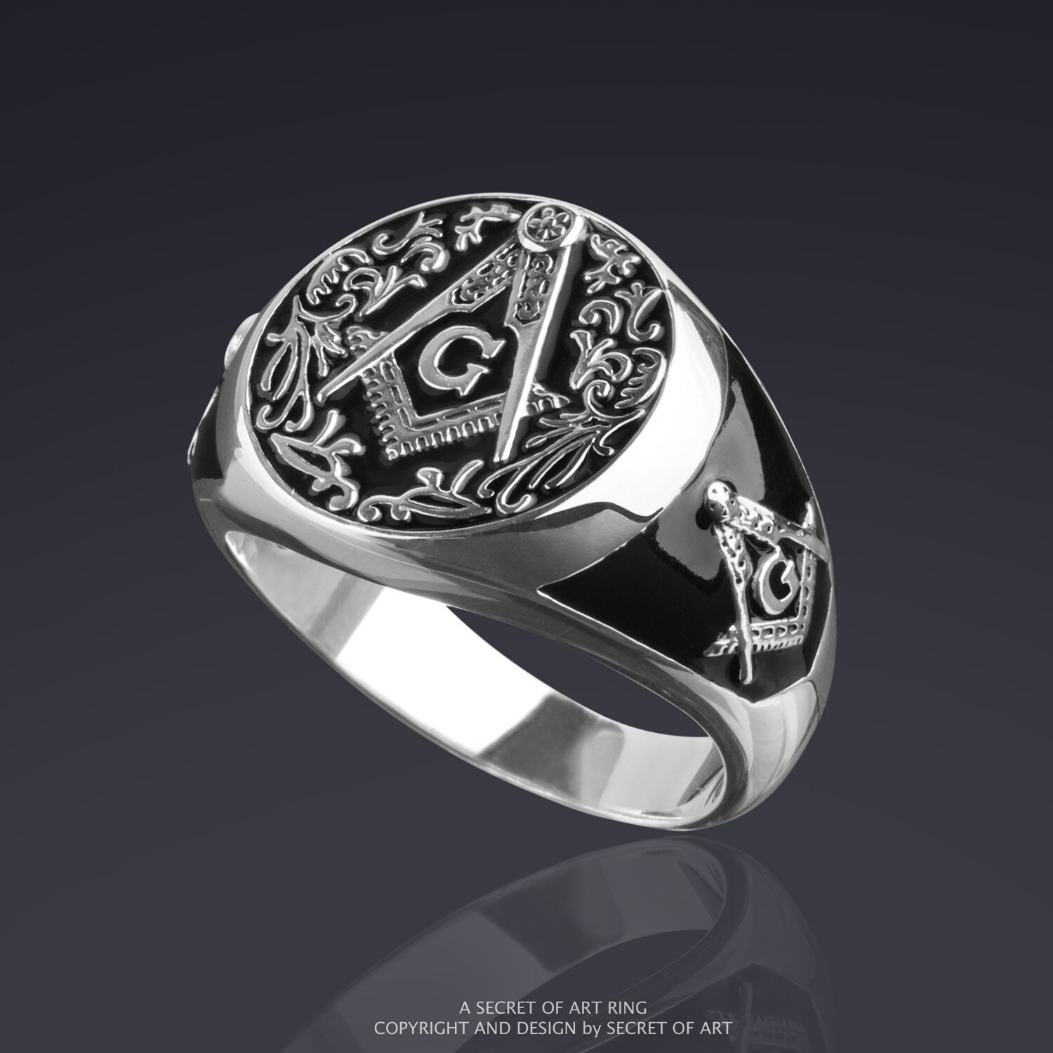 Masonic Ring Freemason Jewelry Gift Master Mason Masonry Blue | Etsy