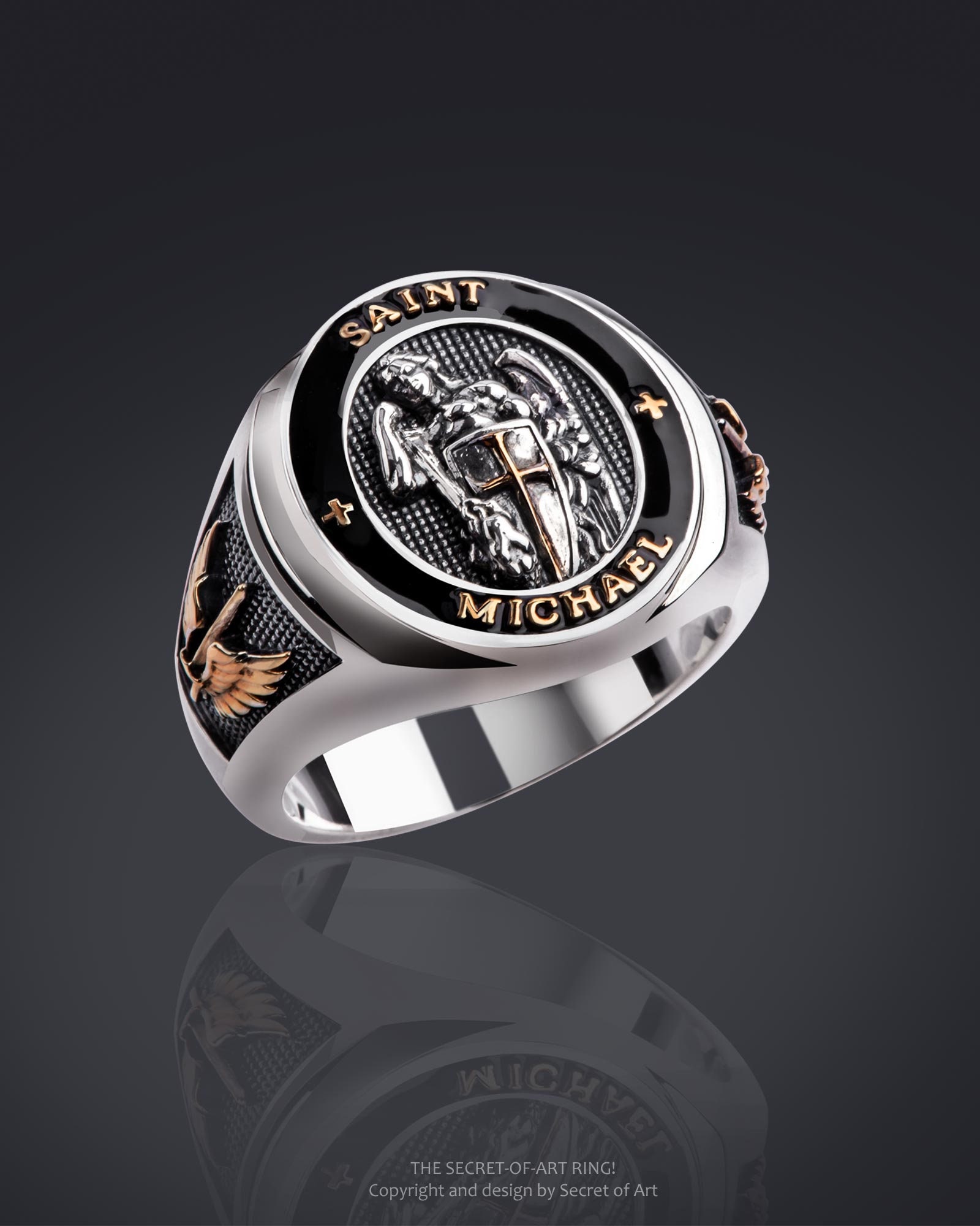 Saint St Michael Ring Archangel Catholic Silver 925 | Etsy