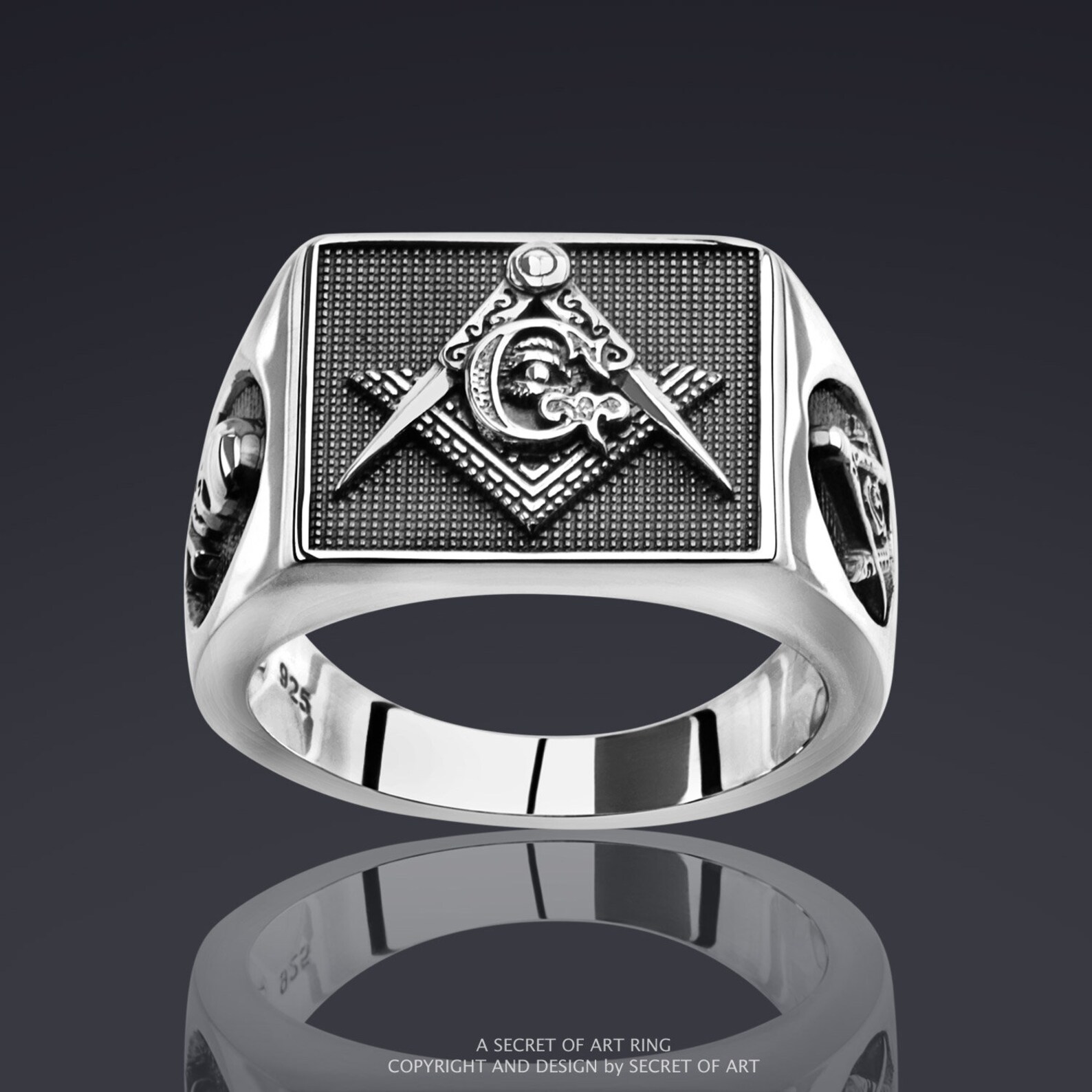 Masonic Ring Signet Ring Freemason Freemasonry Jewelry Master Mason ...