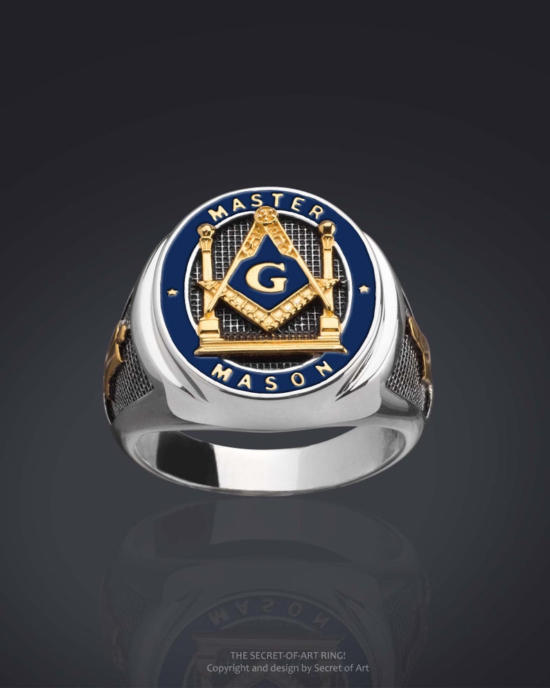 Masonic Ring Signet Ring Master Mason Freemason Mason Masonry Blue ...