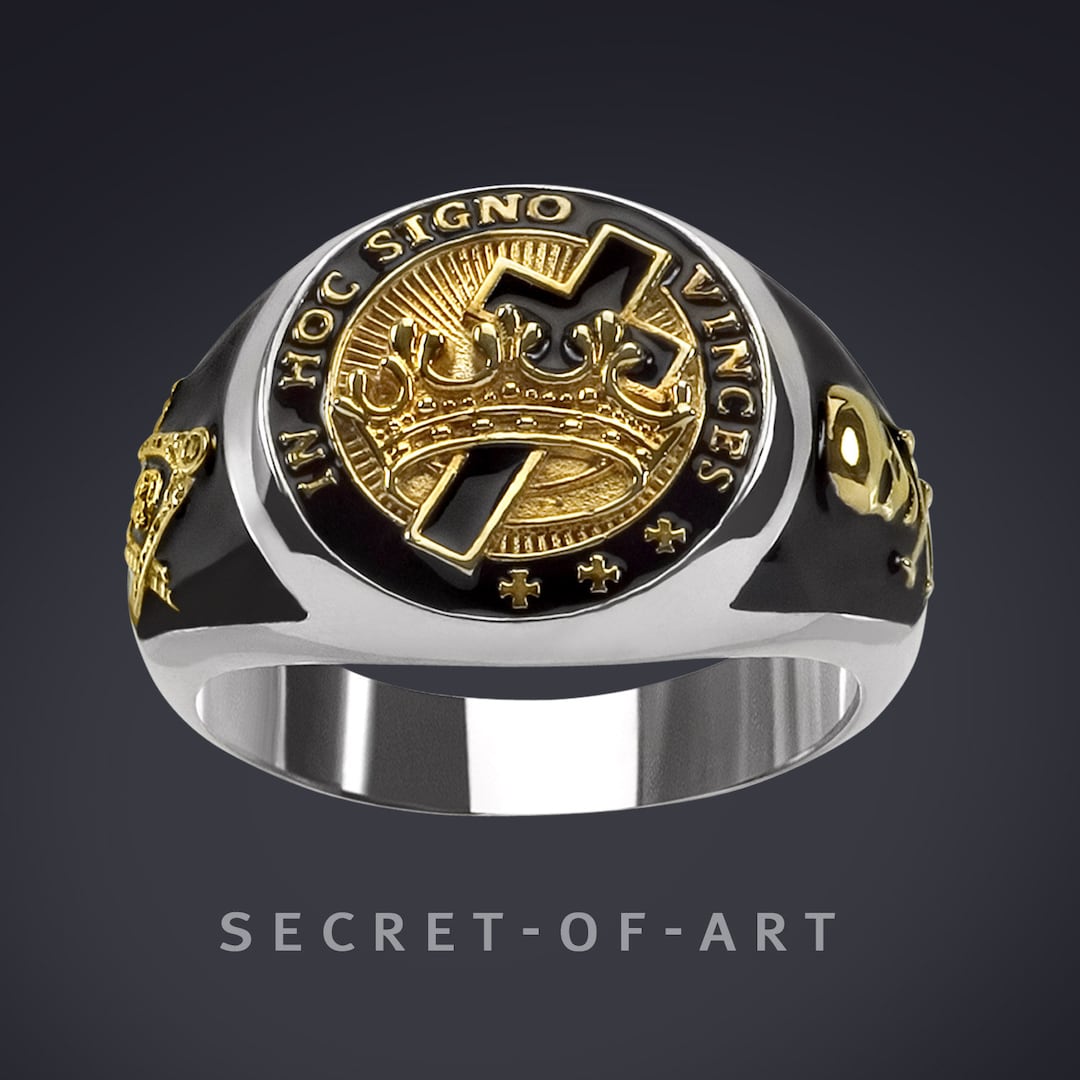 Knights Templar Ring Signet Ring in Hoc Signo Masonic Freemason Jewelry ...