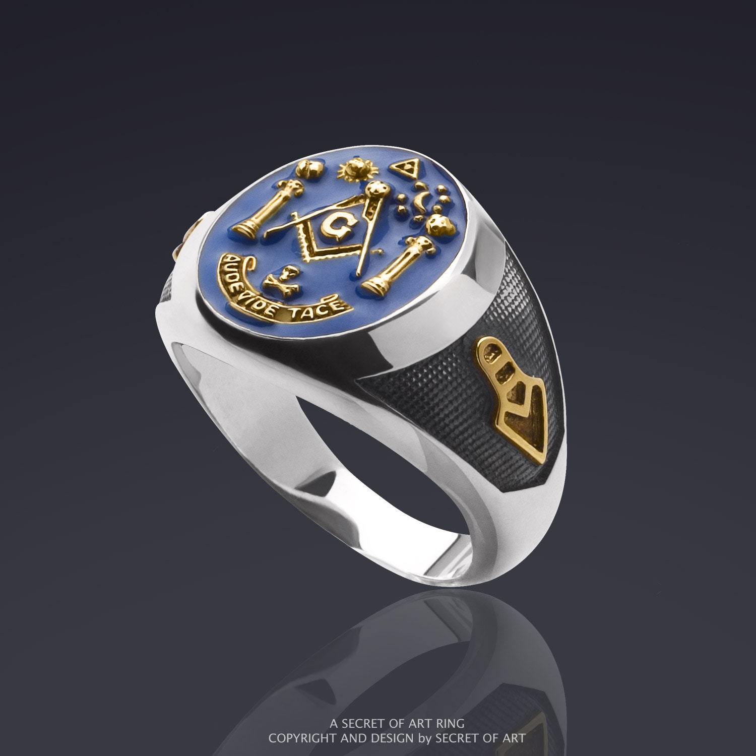 Masonic Ring Freemason Master Mason Aude Vide Tace Mason | Etsy