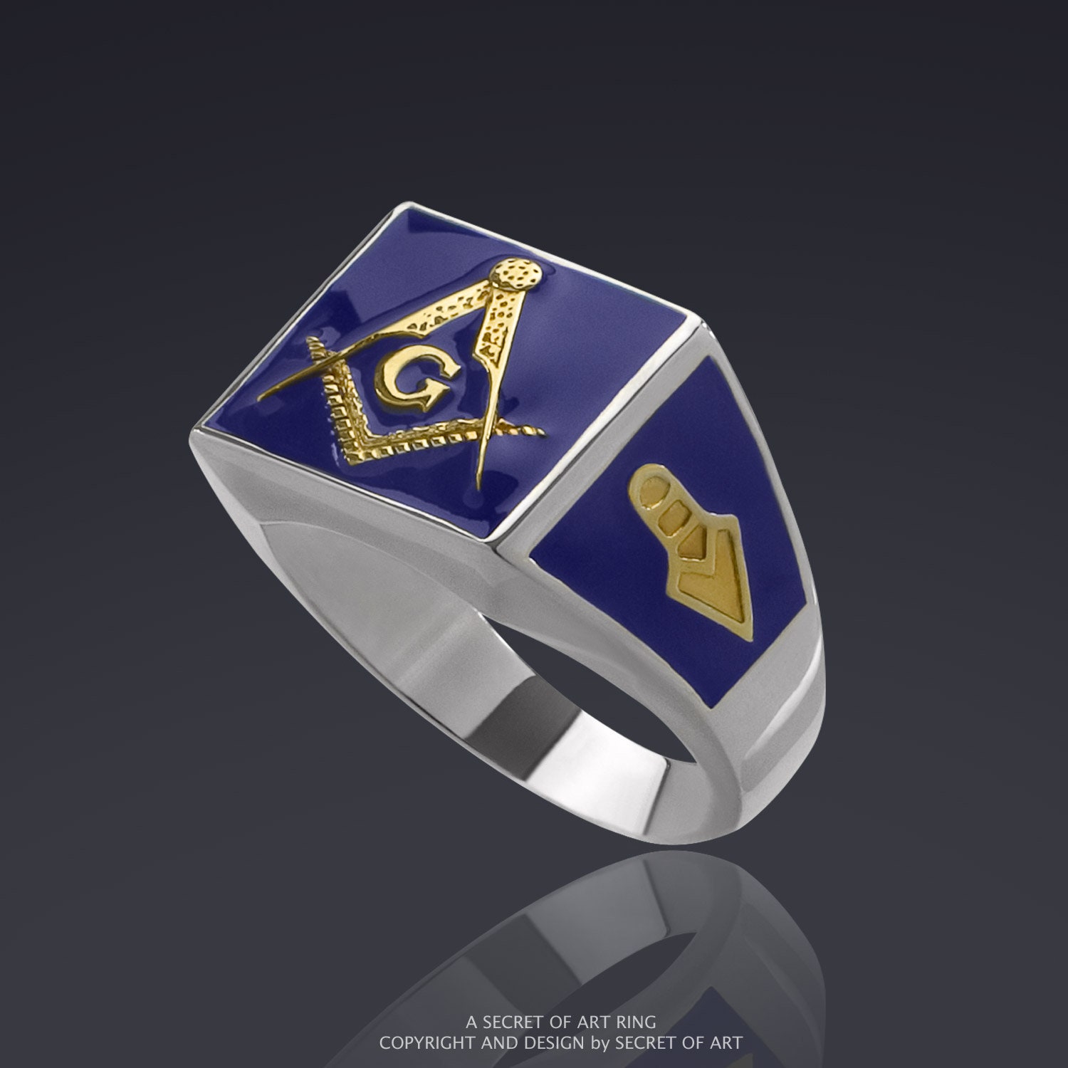 Freemason Ring Masonic Blue Lodge Silver 925 Sterling Masonry | Etsy
