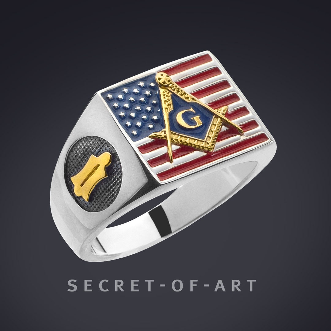 Masonic Ring American America USA Mason Freemason USA Masonry Jewelry ...