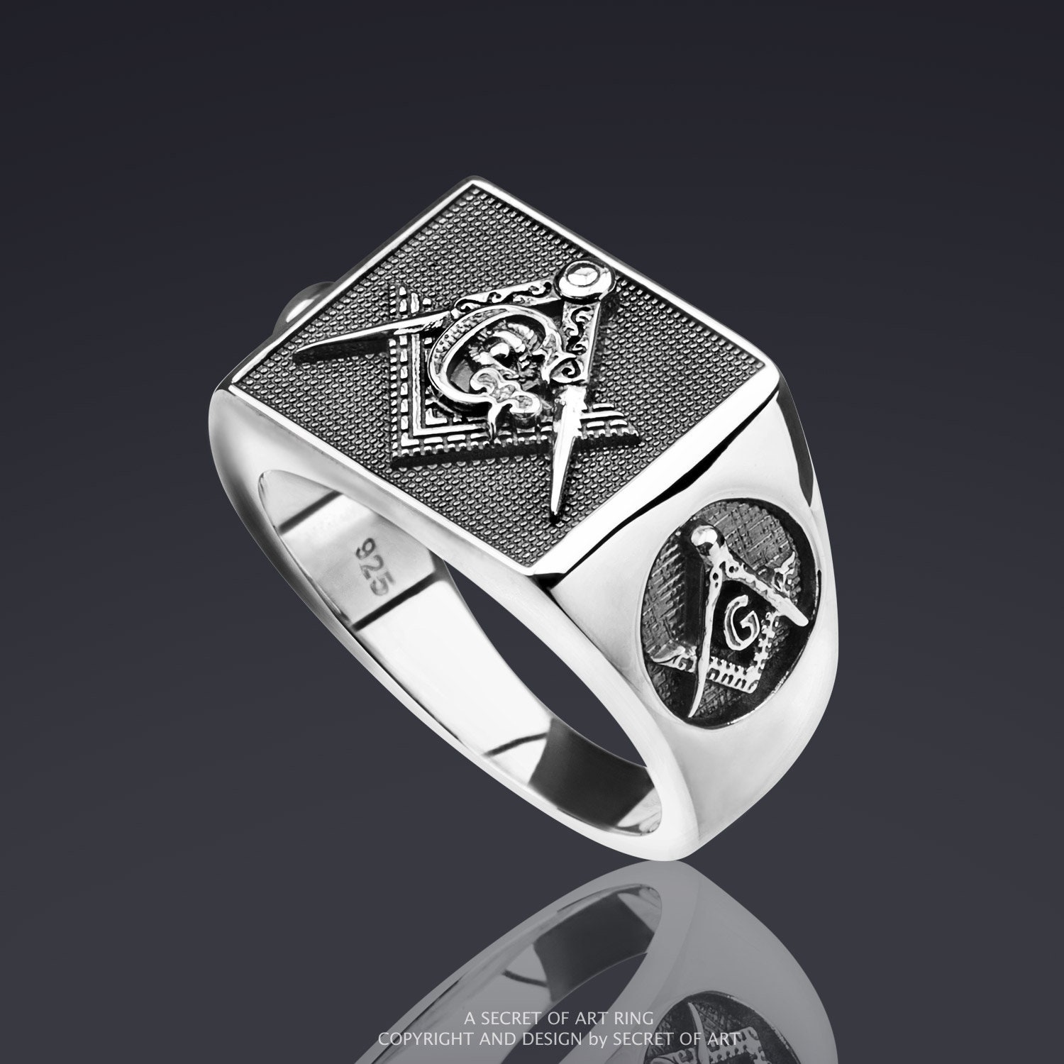 Masonic Ring Signet Ring Freemason Freemasonry Jewelry Master Mason ...