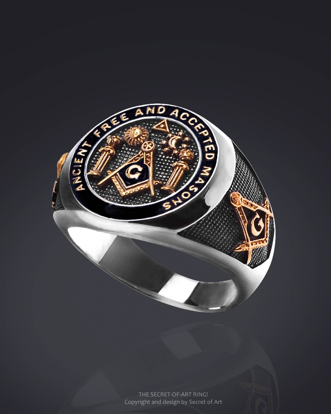 Masonic Ring AF AM Silver 925 Freemason Mason Masonry Jewelry | Etsy