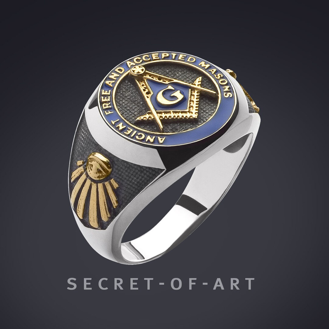 Masonic Ring Freemason Signet Ring AF & AM Ancient Free and Accepted ...