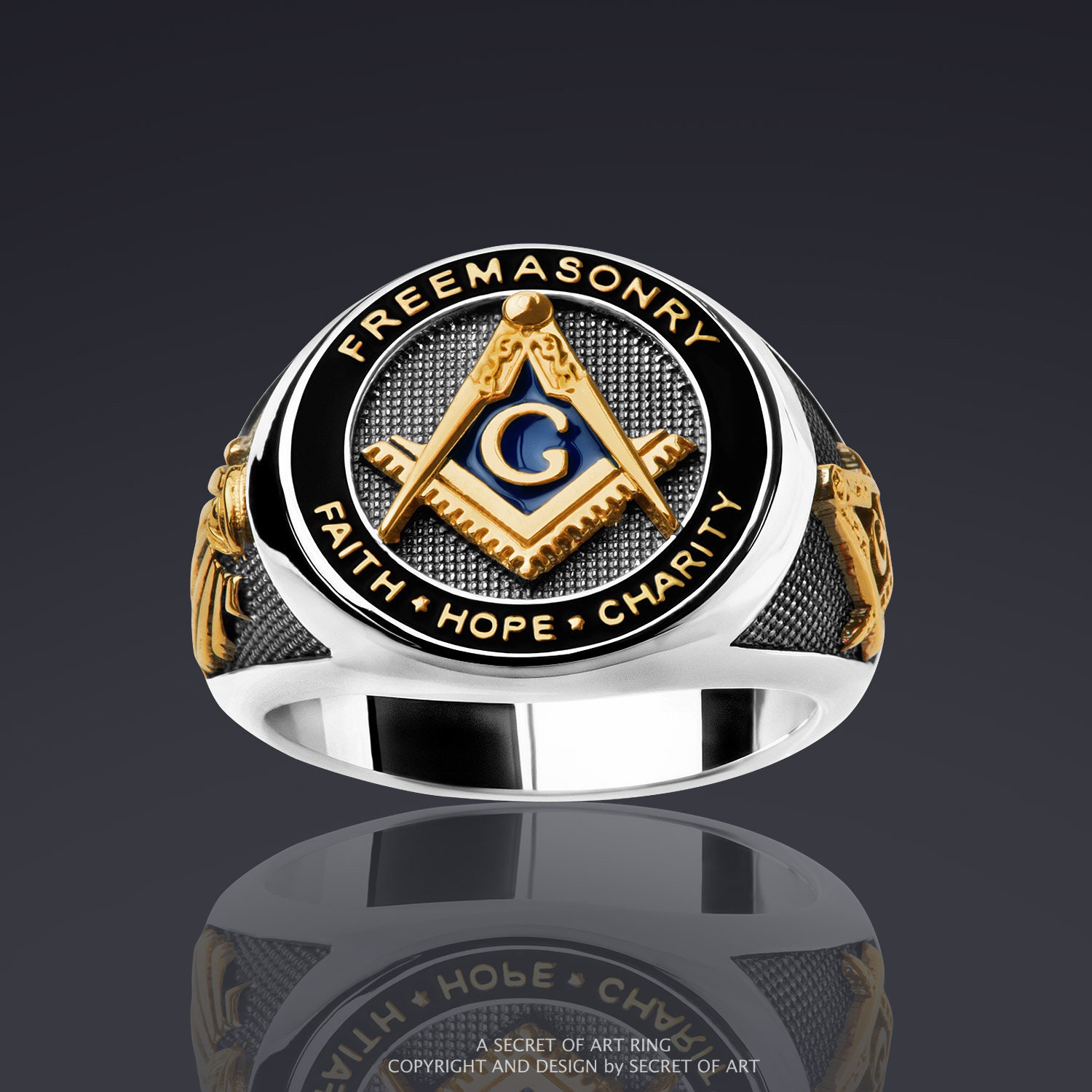 Freemason Ring Masonic Jewelry Masonry Gift Master Mason | Etsy