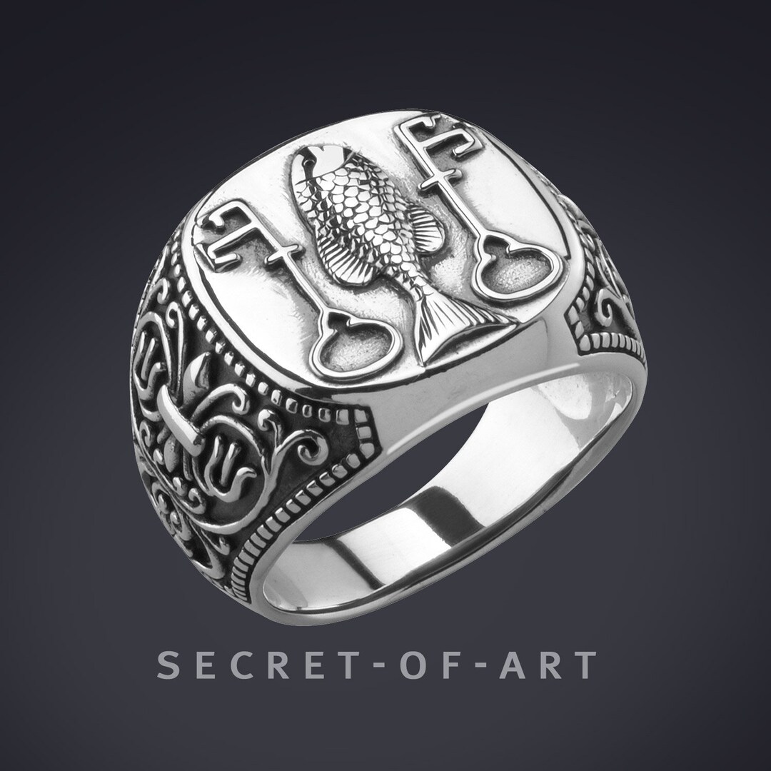 Fish Ring Keys Silver 925 Jesus Jewelry Gift Christianity Bishop Priest ...