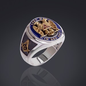 Masonic Ring AASR Scottsh Rite in Silver 925 With 18k-gold-plated Parts ...