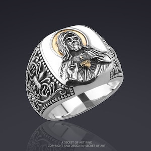 Jesus Ring Christ Sacred Heart Christian Catholic Religious Jewelry ...