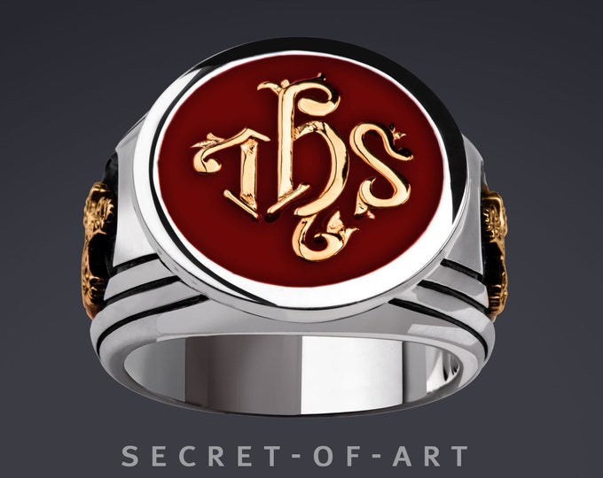 IHS Ring Jesus Religious 925 Silver God Messiah Deacon Bishop - Etsy