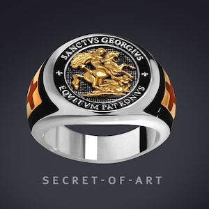 Saint George Ring St George Signet Ring Templar Eqvitvm Patronvs Silver ...