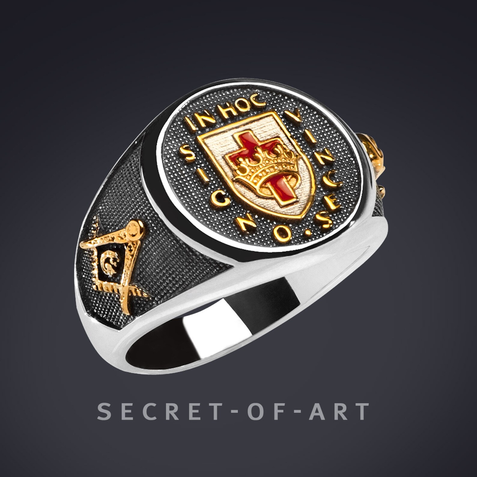 Knights Templar Ring Signet Ring Masonic Crusader Catholic - Etsy