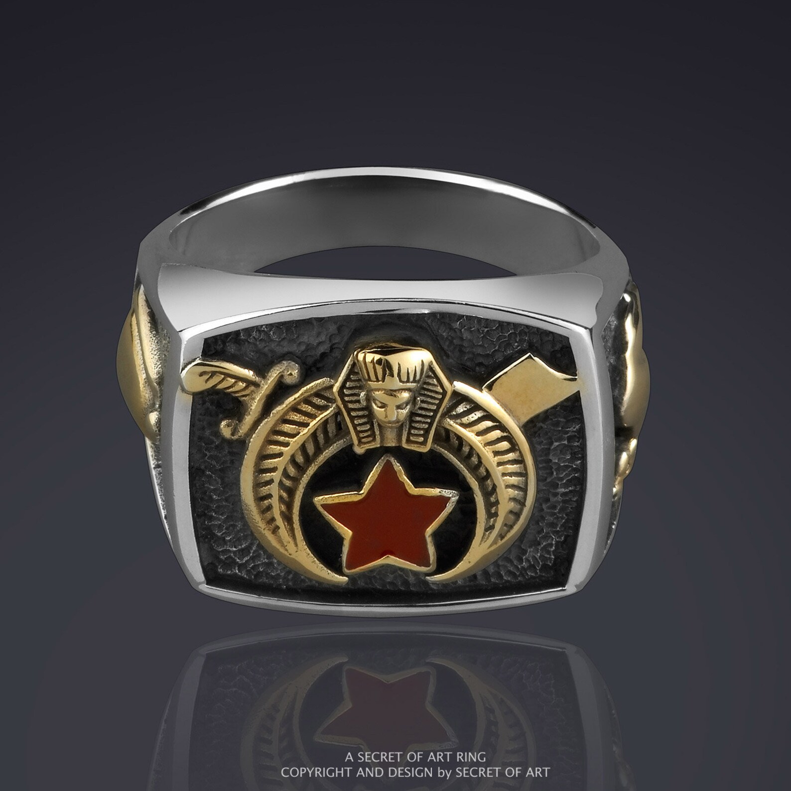 Shriner Ring Masonic Freemason Master Mason Jewelry Gift Masonry ...