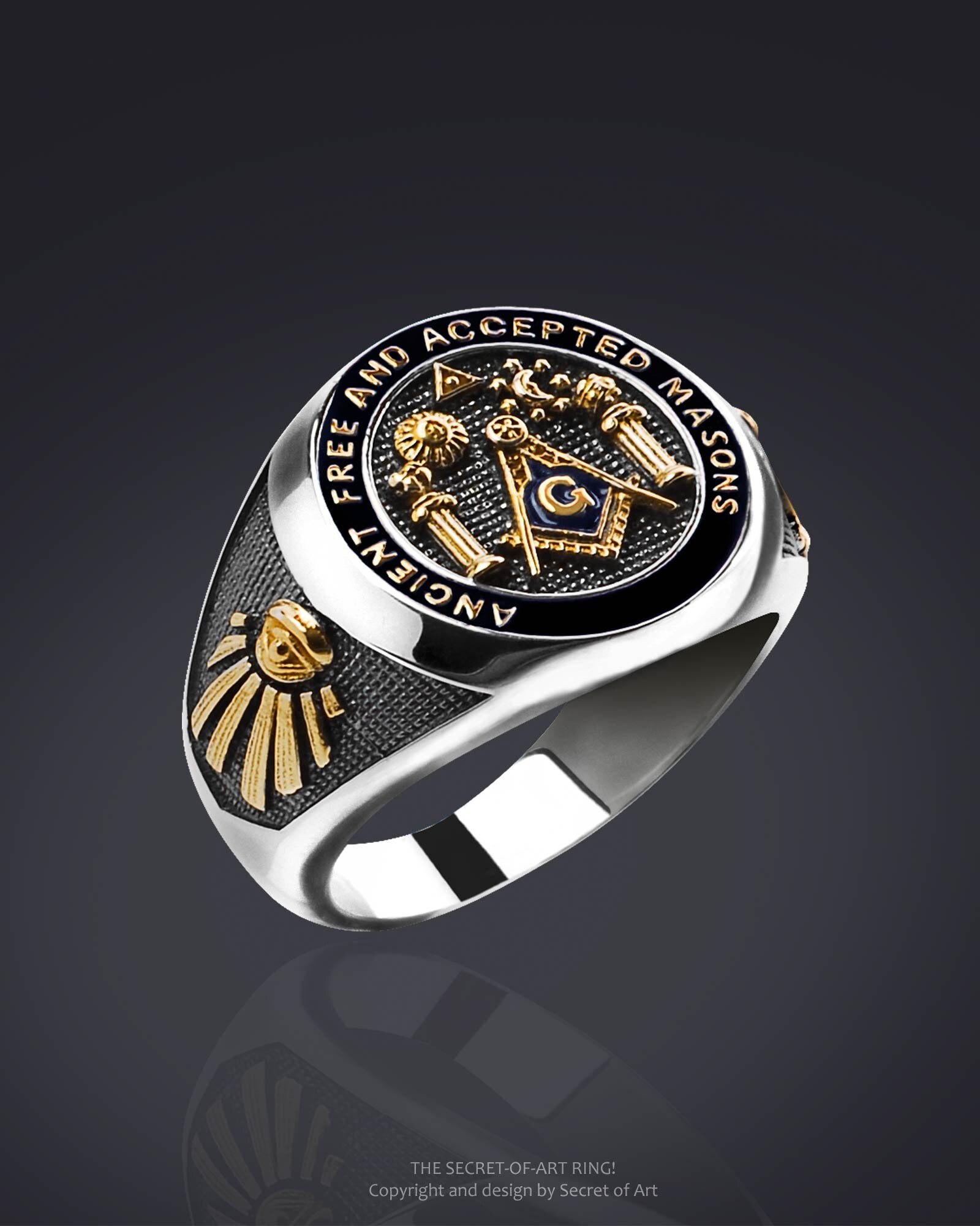 Masonic Ring AF AM Silver 925 Freemason Mason Masonry Jewelry | Etsy