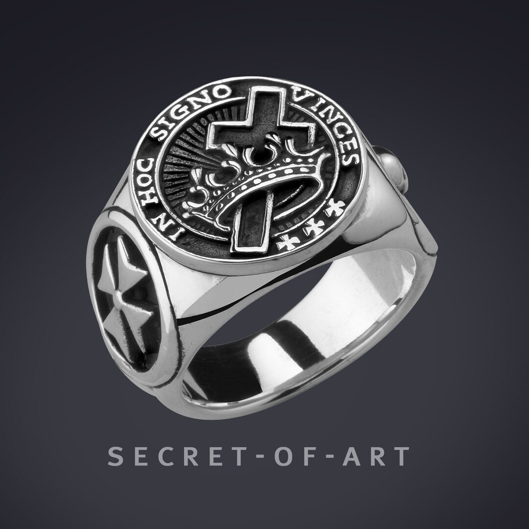 Knights Templar Ring Masonic Jewelry Signet Ring Masonry Freemason ...
