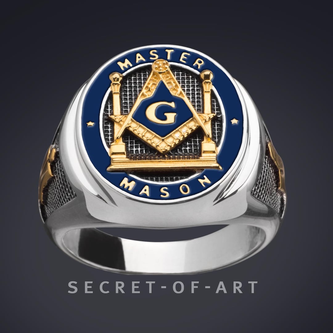 Masonic Ring Signet Ring Master Mason Freemason Mason Masonry Blue ...
