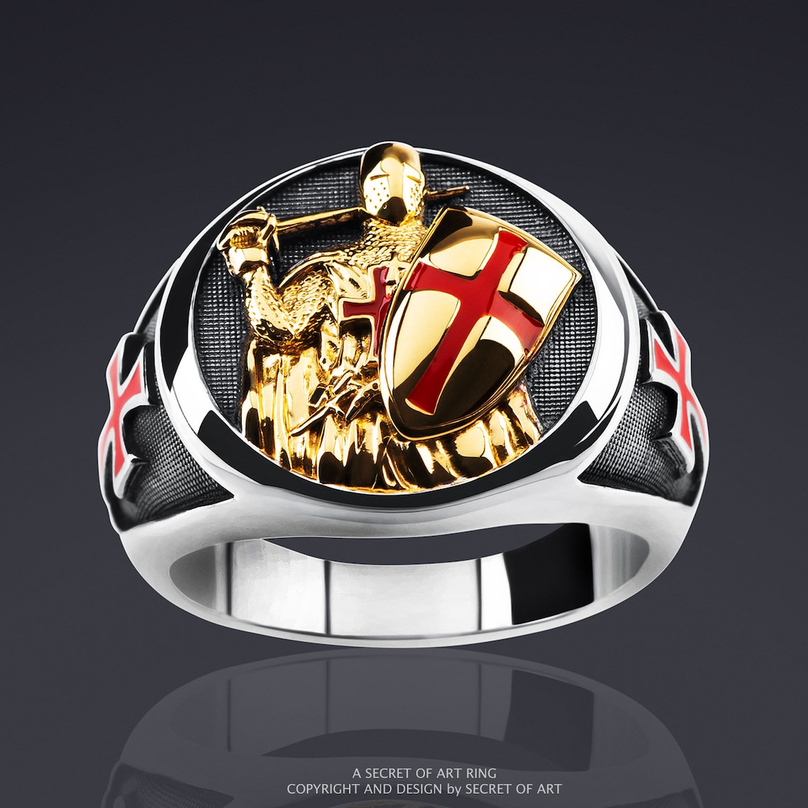 Knights Templar Ring Silver 925 Signet Ring Masonic Mason for | Etsy