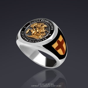 Saint George Ring St George Signet Ring Templar Eqvitvm Patronvs Silver ...