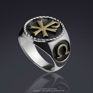 Chi Rho Ring Chi-rho Signet Ring Jesus Alpha Omega Bishop Religious ...
