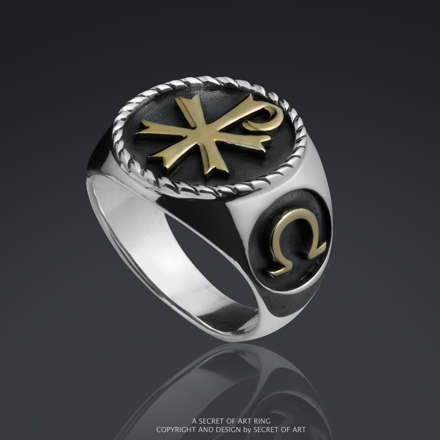 Chi Rho Ring Chi-rho Signet Ring Jesus Alpha Omega Bishop - Etsy