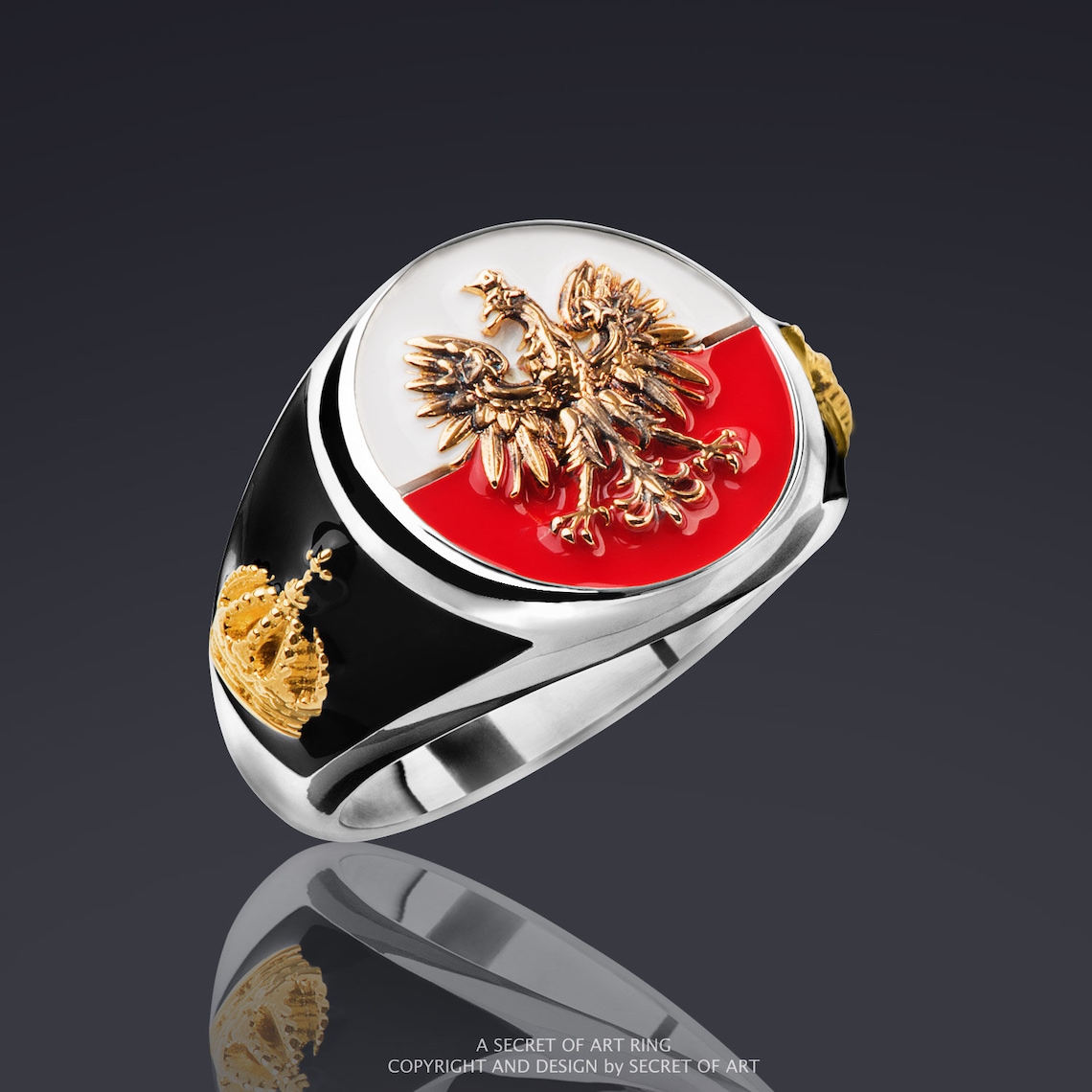 Poland Ring Signet Ring Polish Ring With Eagle Crown, Jewelry, Gift ...