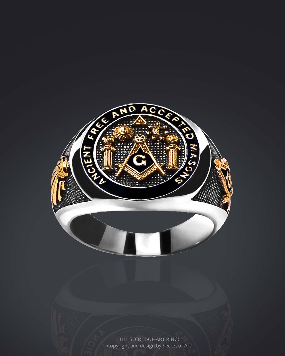 Masonic Ring AF AM Silver 925 Freemason Mason Masonry Jewelry - Etsy