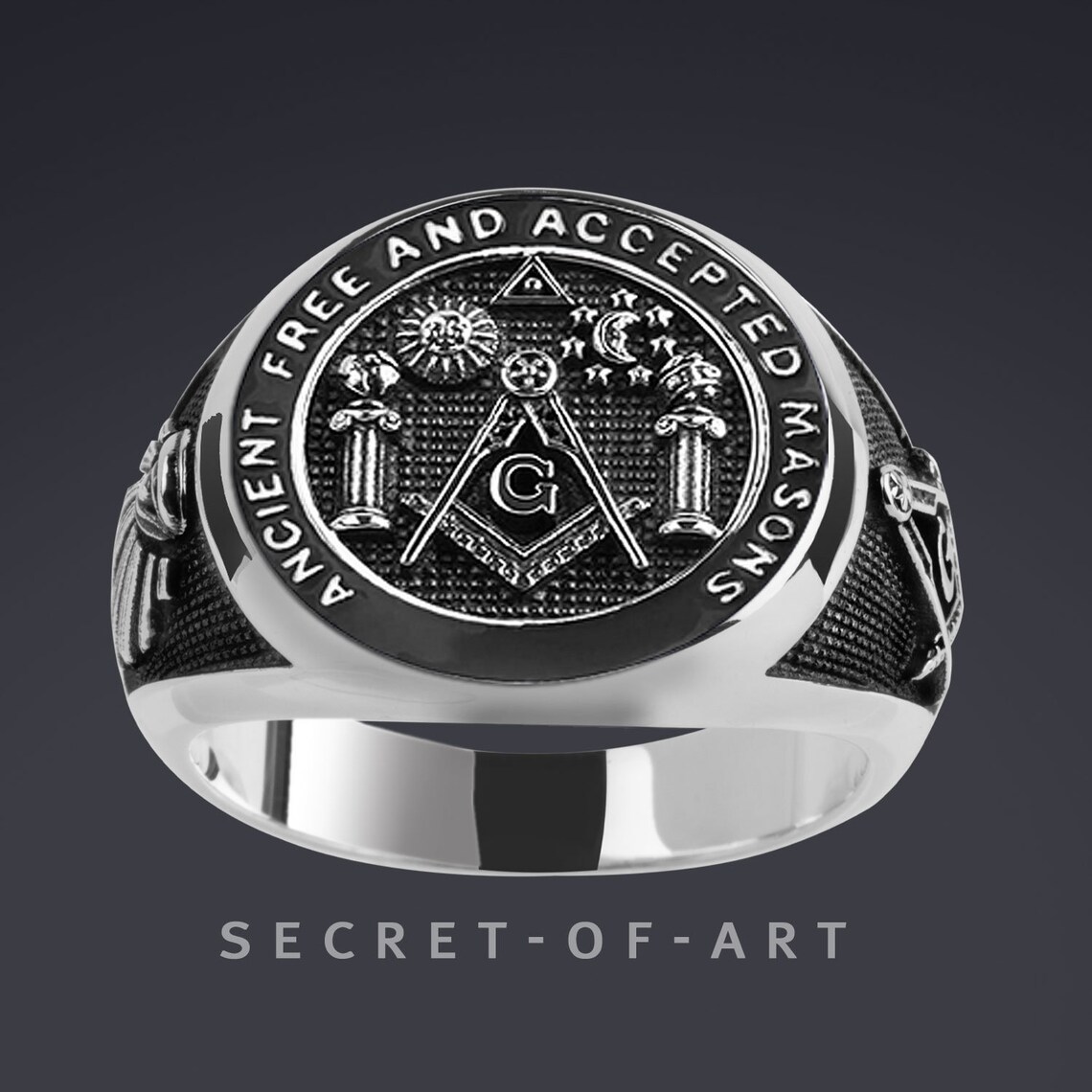Masonic Ring AF AM Silver 925 Freemason Mason Masonry Jewelry - Etsy