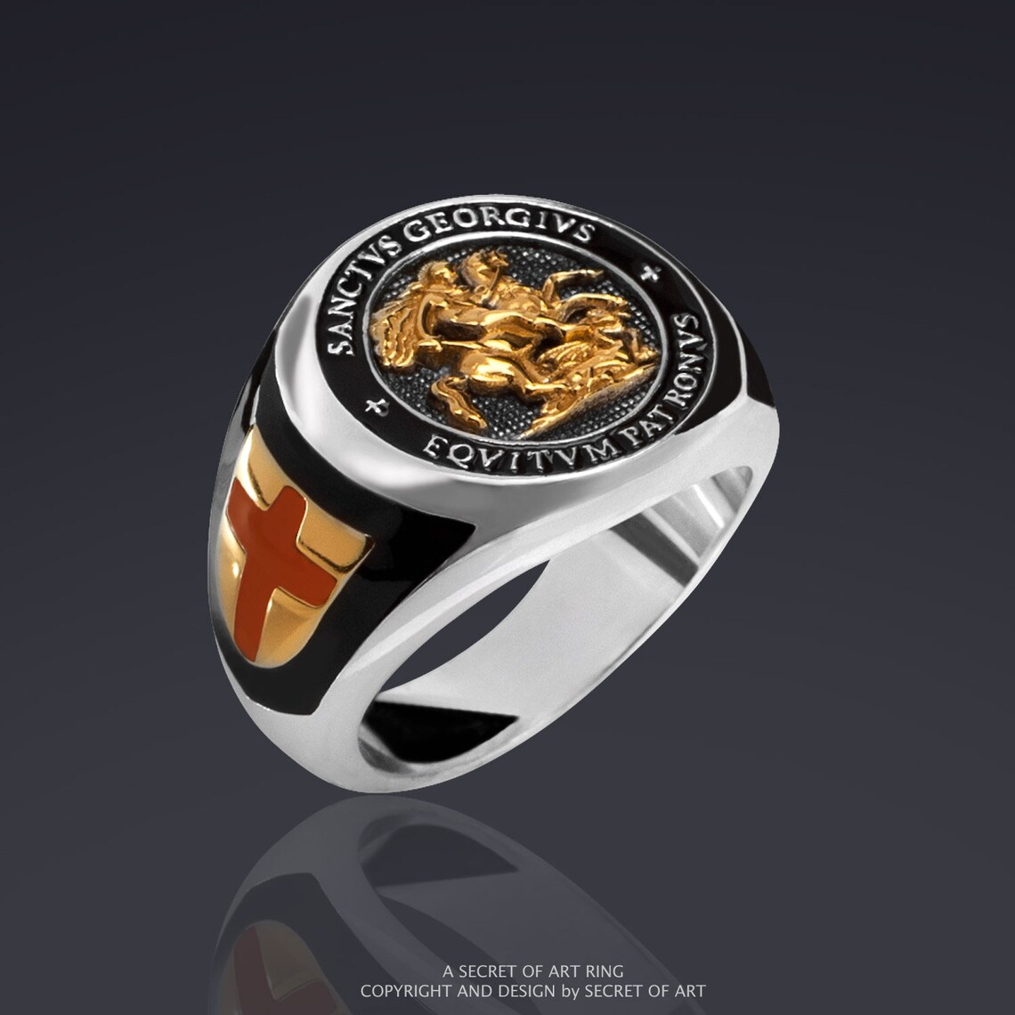 Saint George Ring St George Signet Ring Templar Eqvitvm | Etsy