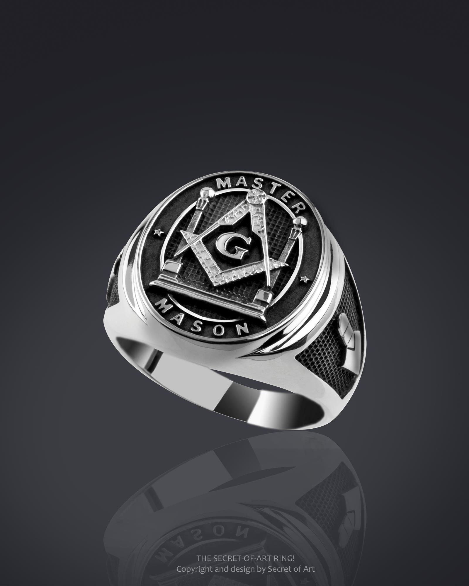 Masonic Ring Signet Ring Master Mason Freemason Mason Masonry Blue ...