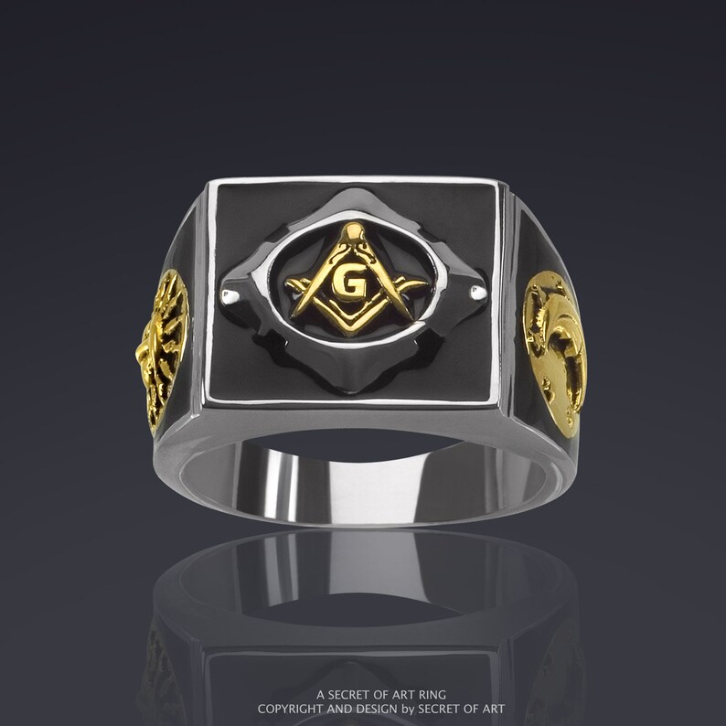 Masonic Ring Jewelry Freemason Gift Signet Ring Master Mason Masonry ...
