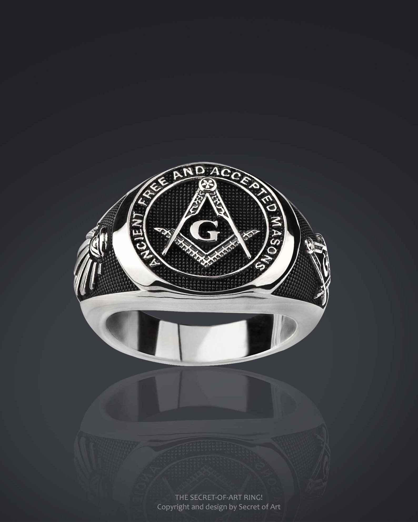 Masonic Ring Signet Ring AF & AM Ancient Free and Accepted Masons ...