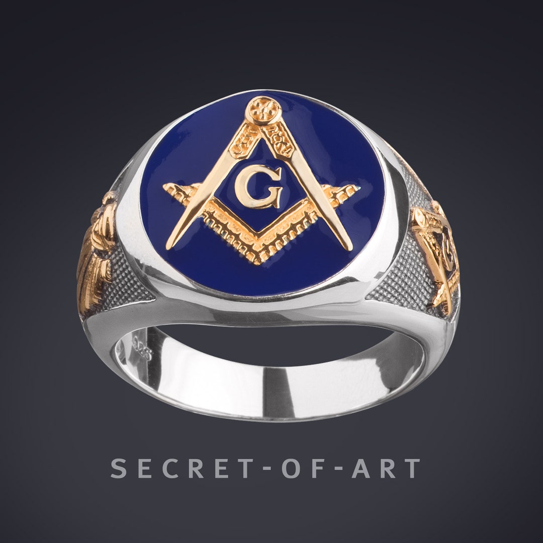 Masonic Ring Blue Lodge Signet Ring Master Mason Freemason Jewelry Gift ...