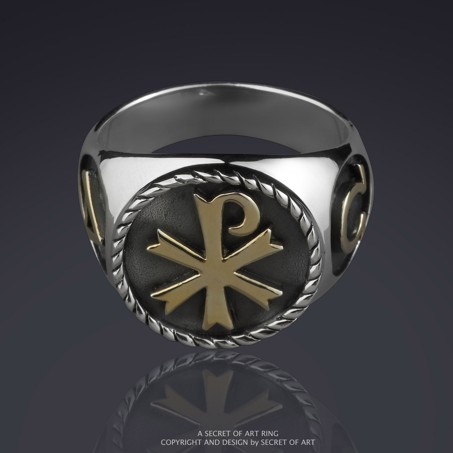 Chi Rho Ring Chi-rho Signet Ring Jesus Alpha Omega Bishop - Etsy