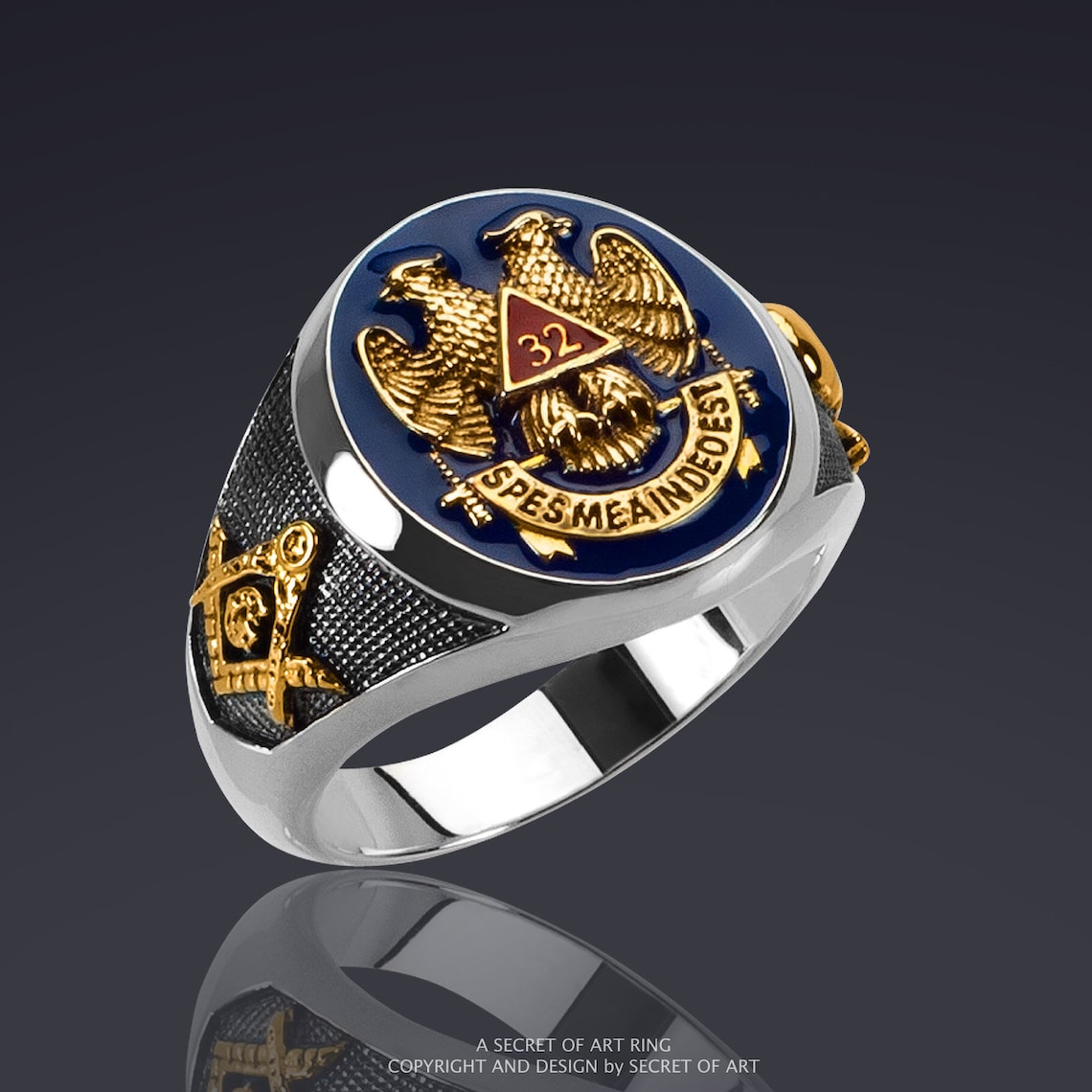 Masonic Ring AASR Signet Ring Ancient Accepted Scottish Rite | Etsy