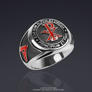 Chi Rho Ring Chi-rho Signet Ring Jesus Alpha Omega Catholic Church ...